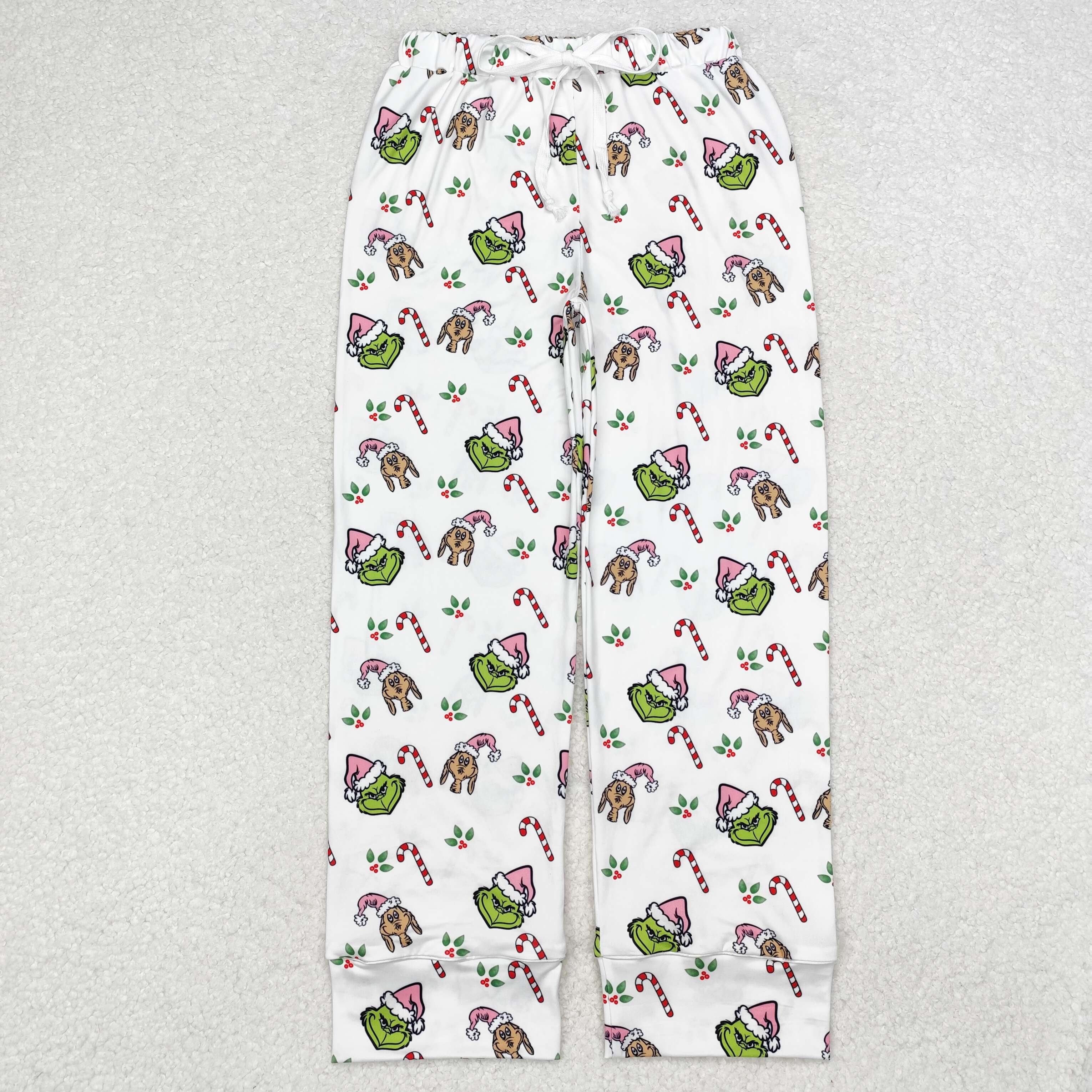 P0536 Green Frog Face Holly Print Adult Christmas Woman Pajamas Pants – baby skirts