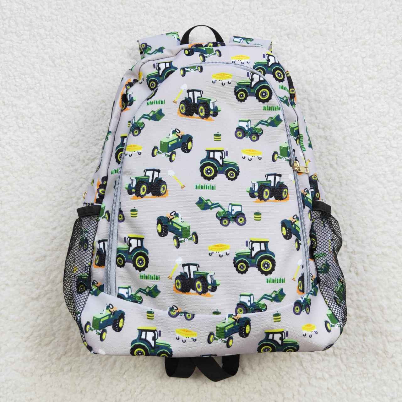 BA0085 Kids bag tractors print backpack – baby skirts