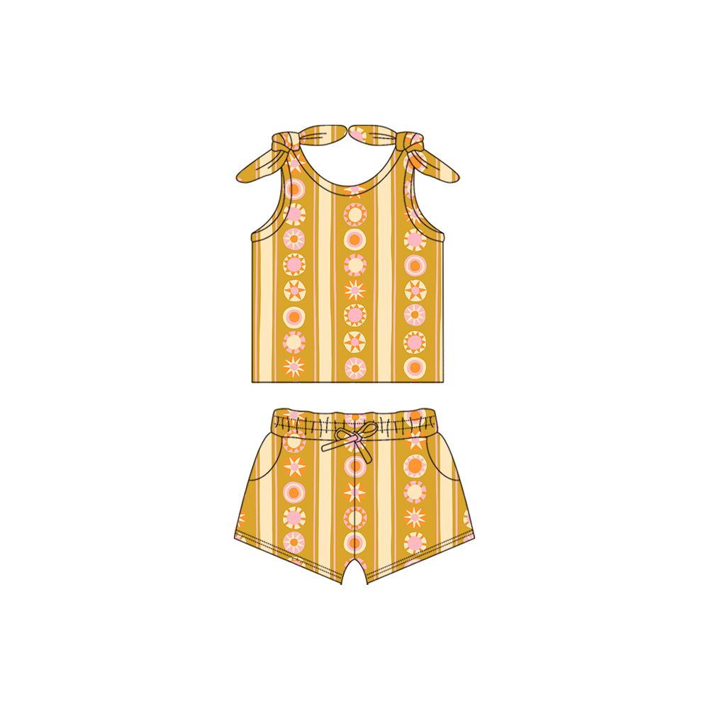 (Pre-order)GSSO2256 Sunshine Stripes Print Girls Summer Clothes Set ...