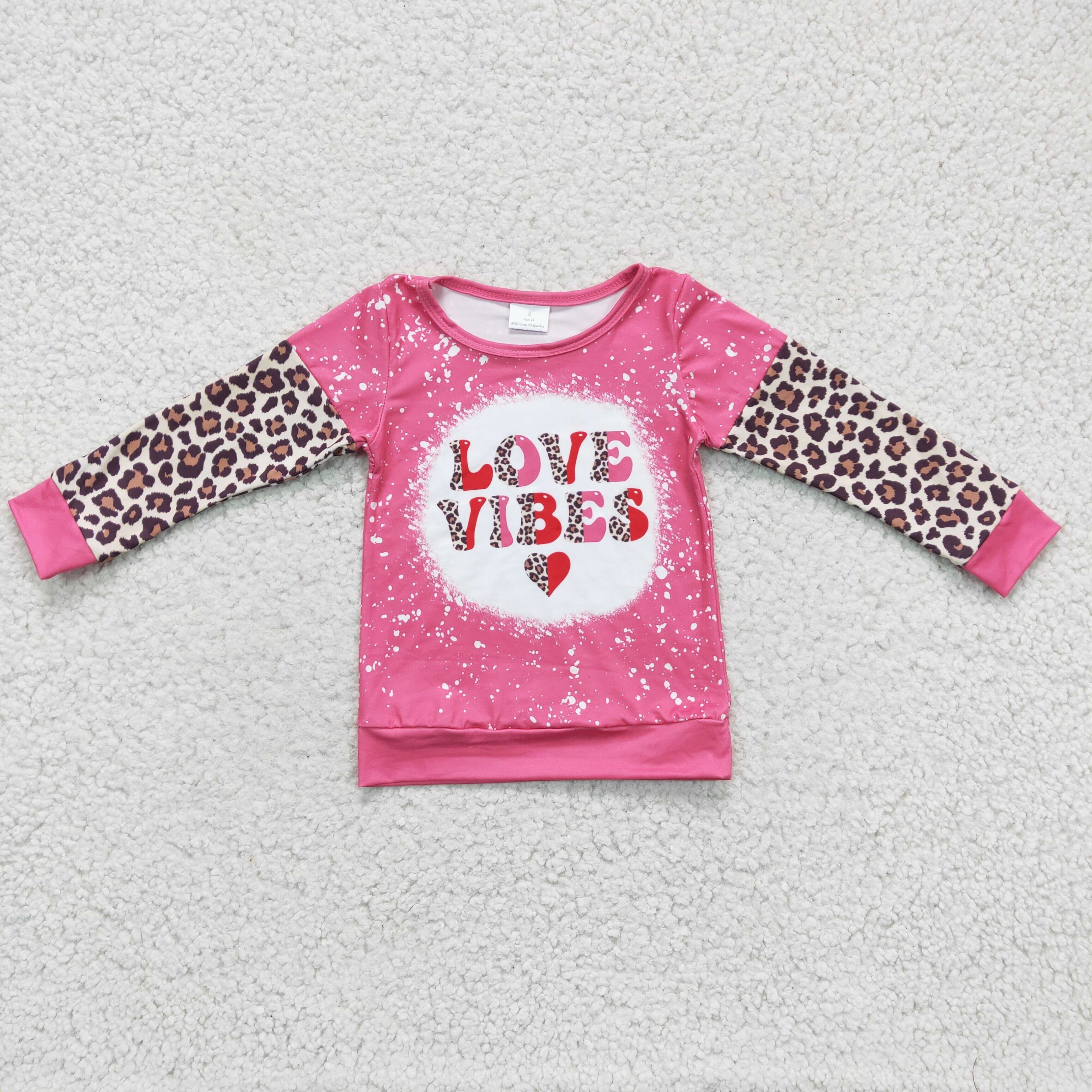 Girls LOVE VIBES leopard print Valentine's Day top GT0071 – baby skirts